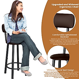 Recaceik Dining Table Set for 4 Bar Kitchen Table and Chairs for 4, Counter Height Table with 4 PU Leather Upholstered Stool, Dinner Table Breakfast Nook Table Set for Small Space, Rustic Brown