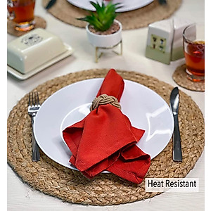 CHARDIN HOME Round Woven Jute Braided Set of 4 PLACEMATS | 15 inch ROUND Farmhouse Table mats | All Natural Jute for