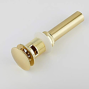 ESFORT Bathroom Sink Drain Stopper, Pop Up Drain Vessel Sink Assembly with Overflow, Brushed Gold
