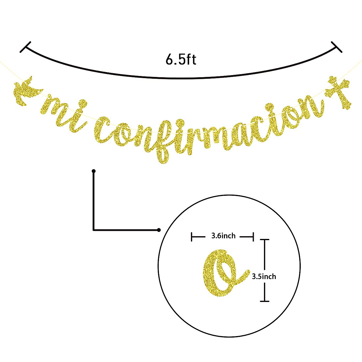 Gold Glitter Mi Confirmación Banner - Holy Confirmation Decorations - Wedding, Bridal Shower, God Bless, Baptism Party Decorations