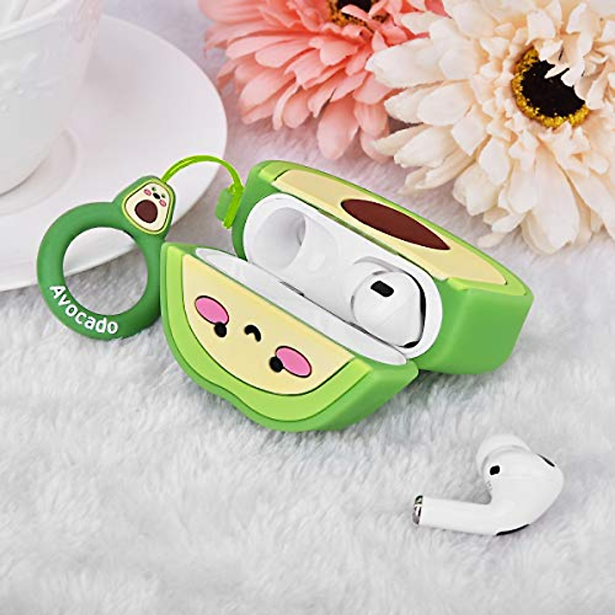 AIRSPO Case Compatible with Airpods Pro Cute Cartoon Airpod Case for Kids Girls Teens Boys Fashion Soft Silicone Character Protective Skin for AirPods Pro Carrying Case (Avocado)