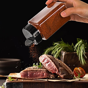 Bekith 16 Pack 9 Oz Plastic Spice Jars Bottles Containers with Black Cap – Perfect for Storing Spice, Herbs and Powders