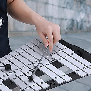 Eastar Professional 32 Note Glockenspiel Xylophone Bell Kit Percussion Kit with 8 Inch Drum Practice Pad, Stand, Glockenspiel Stick, Drum Sticks and Carrying Bag