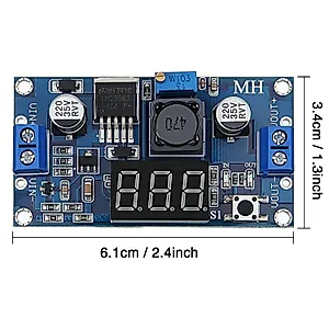 4 Pieces Adjustable LM2596S DC-DC Buck Converter Reduced Voltage Regulator Power Module 36V 24V 12V to 5V 2A Voltage Stabilizer with Digital Voltmeter Display