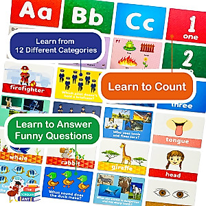 My First Baby Flash Cards for Toddlers 1-2 Years - 150 Big Toddler Flash Cards - 300 Sides - Educational Toys Gift for 1+ Year Old Boy Girl - Alphabet Number First Words Animal Color Shape Body Parts