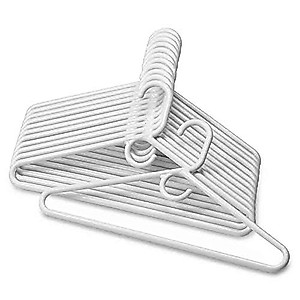 Plastic Hangers HD Heavy Duty, 24 Pcs. White Color, Made in USA, 3/8” Thickness, Durable, Tubular, Lightweight, for Clothes, Coat, Pants, Shirts, Dress, TINEFF, Free and Quick delivery. from USA