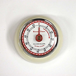 Dulton 100-189IV Kitchen Timer with Magnet, Ivory, Steel, Analog, Retro, Diameter 2.8 inches (70 mm), Depth 1.2 inches (30 mm)