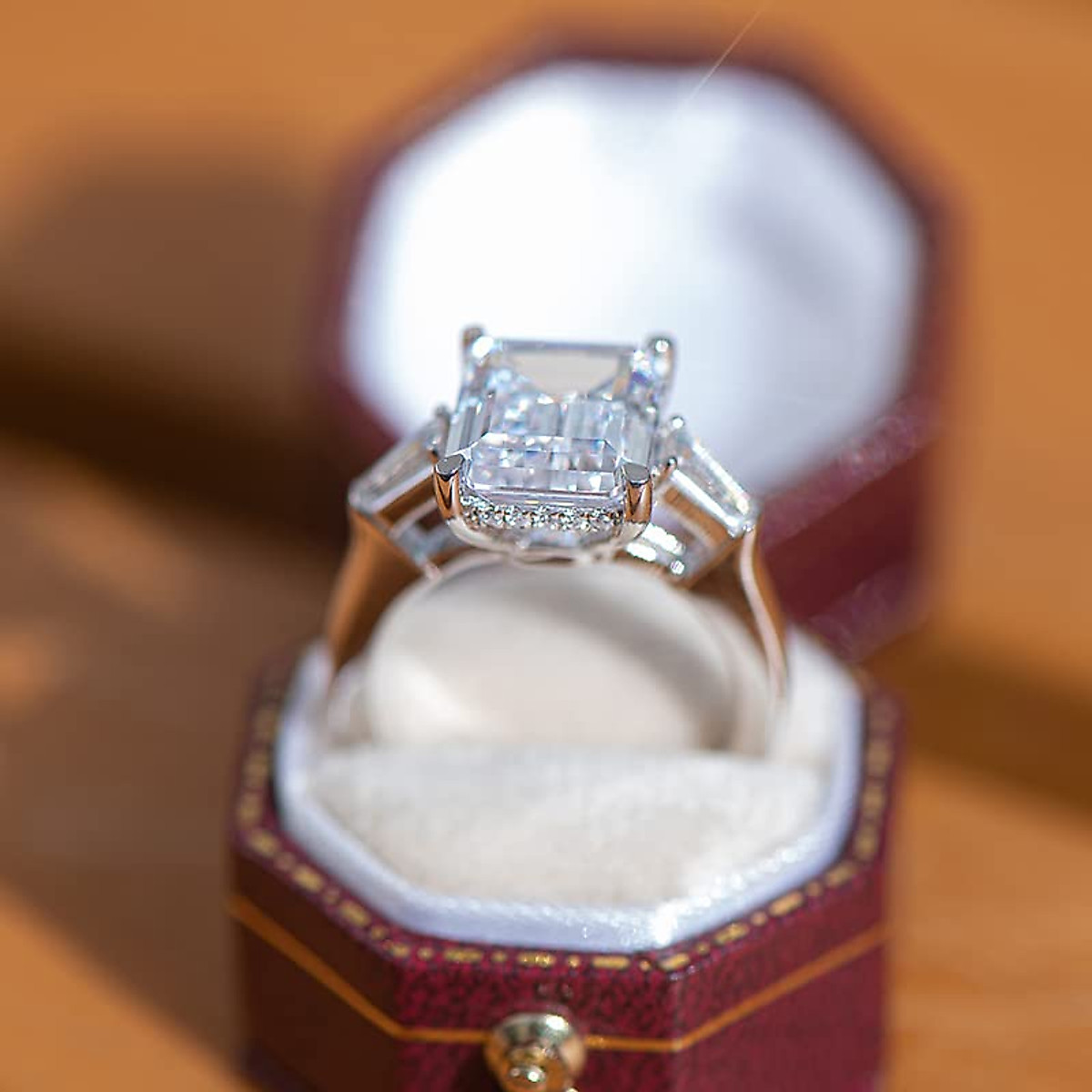 AINUOSHI Engagement Rings for Women 4ct Emerald Cut Cubic Zirconia CZ 925 Sterling Silver Wedding Rings Christmas Gifts for Women Anniversary Valentines Day Gifts for Her (7)