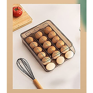 Egg container for refrigerator Automatic Rolling, Egg holder Storage box Drawer, Egg Tray Fridge Organizer For Household, Smart Stackable Devil Egg Container with Lid (Three Layers)