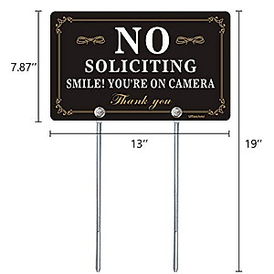 Uflashmi No Soliciting Sign for House Yard, No Soliciting Signs for Home with Stake, 13X7.87 inch