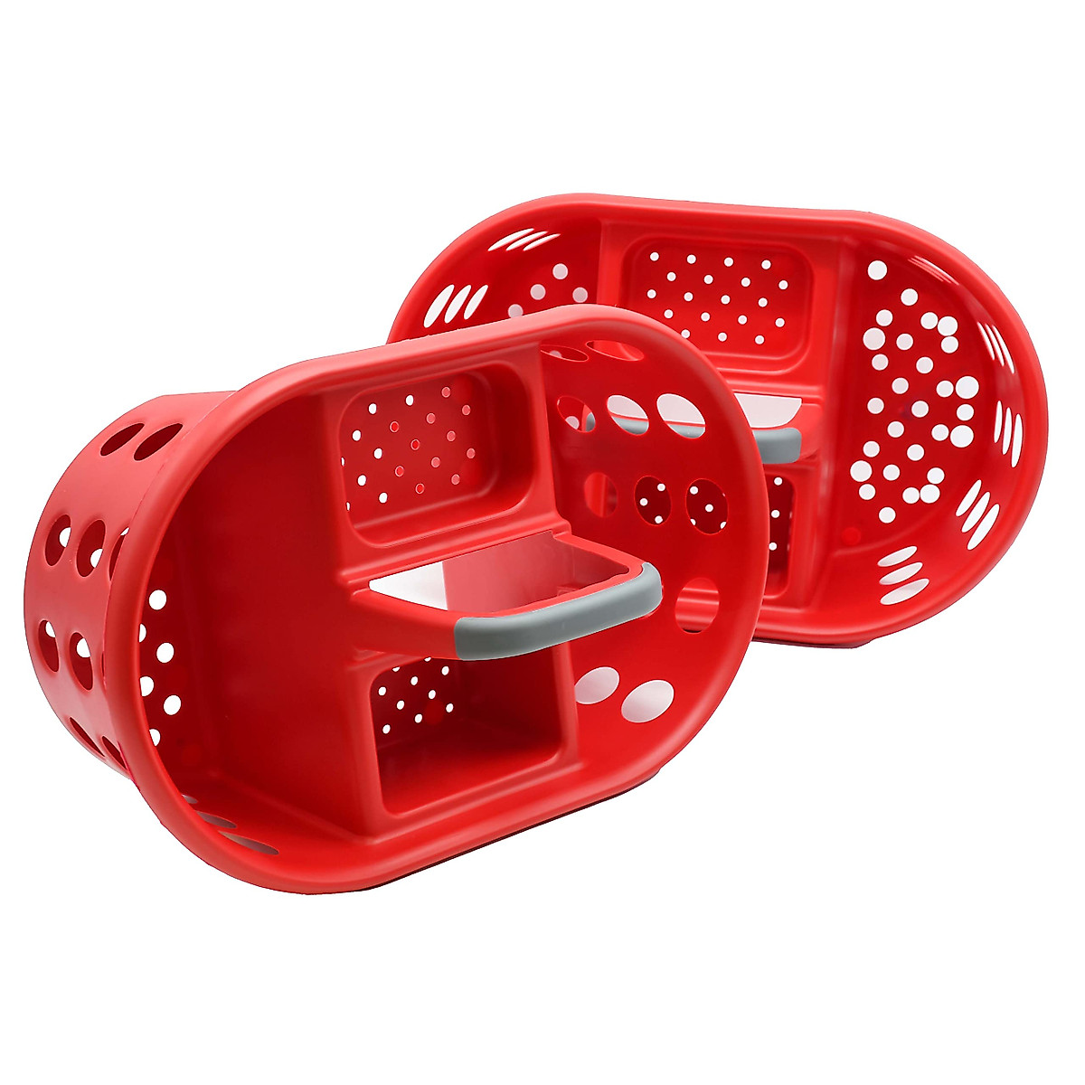 SIMPLYKLEEN Shower Caddy with Handle 2-Pack Plastic Bathroom Storage Organizer, Red Made in the USA