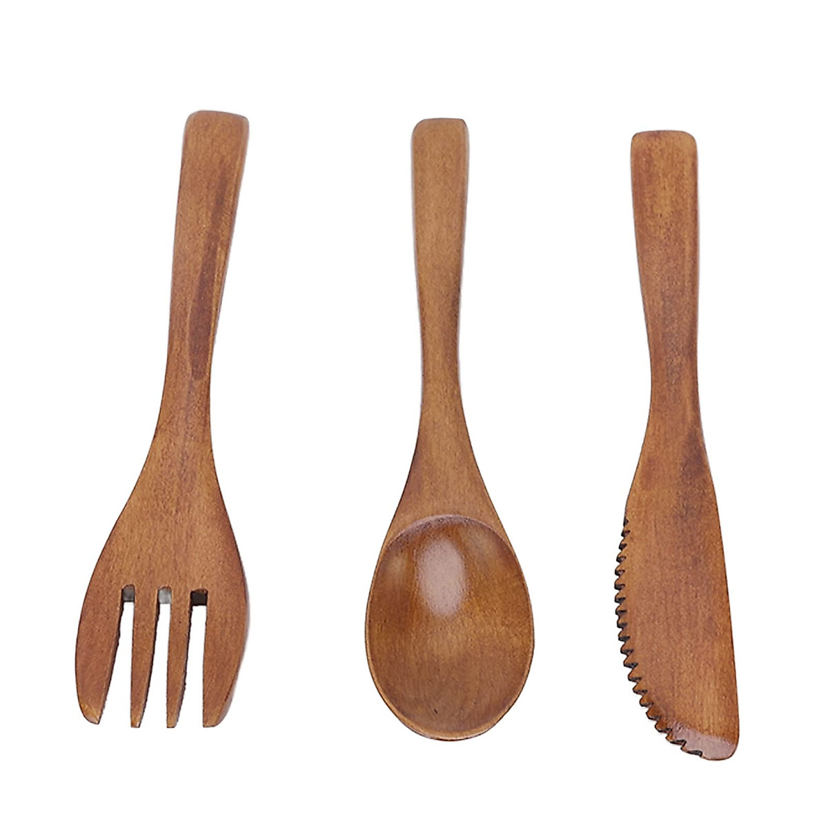 Wooden Forks and Spoons for Eating Utensils Set, Travel Wooden Spoons Forks, Wooden Dinner Utensil Set Kitchen Wooden Flatware Tableware Cutlery Set Includes Wooden Spoon, Fork, Knife (3 Pieces)