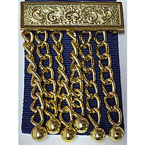 Zest4Canada Past Master Royal Blue Apron Gold Embroidered with Fringe