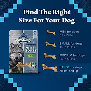Blue Buffalo Wilderness Wild Bones Grain-Free Dental Chews Dog Treats, Large, 27-oz Bag