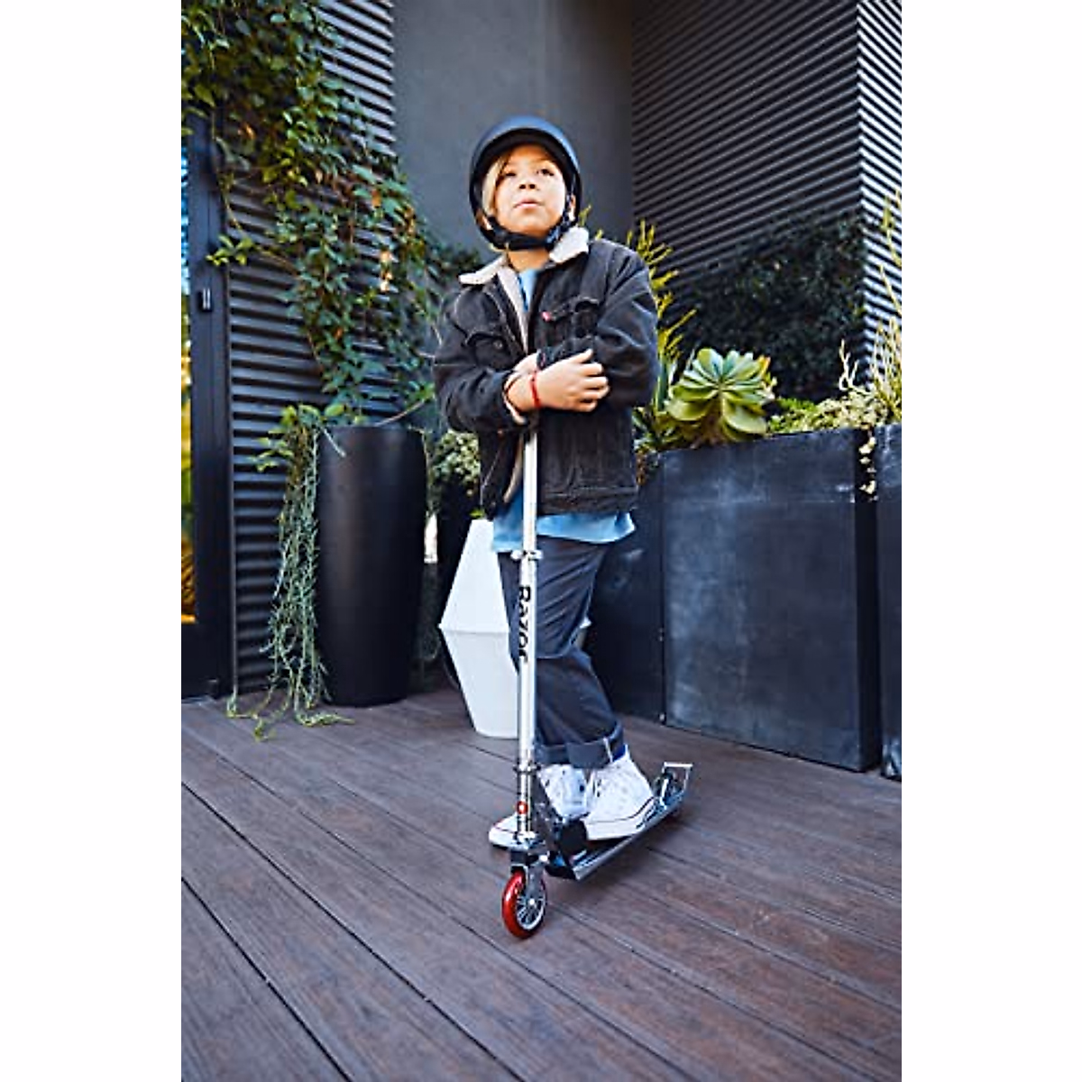 Razor A2 Kick Scooter for Kids – Wheelie Bar, Foldable, Lightweight, Front Vibration Reducing System, Adjustable Height Handlebars & Jr. Lil' Kick Scooter