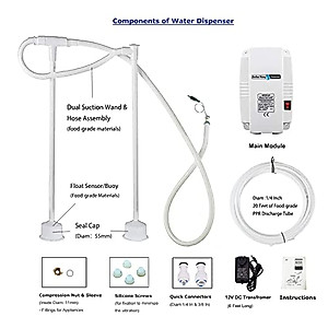 Water Dispenser 5 Gallon Bottle Water Pump System 60PSI for Fridge Ice Maker Faucet (12V Upgraded -Dual Inlet)