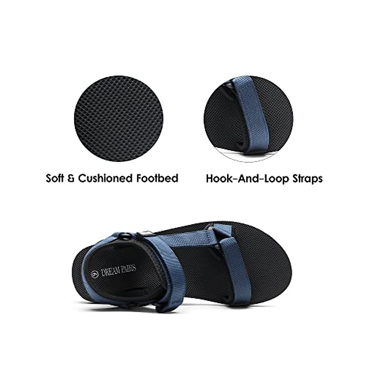 DREAM PAIRS Mens Sandals, Lightweght Outdoor Hiking Sandals Waterproof Athletic Sports Walking Water Sandals with Soft Eva Midsole for Beach Summer Vocation Adventure, Navy, Size 9, Sdsa2309M