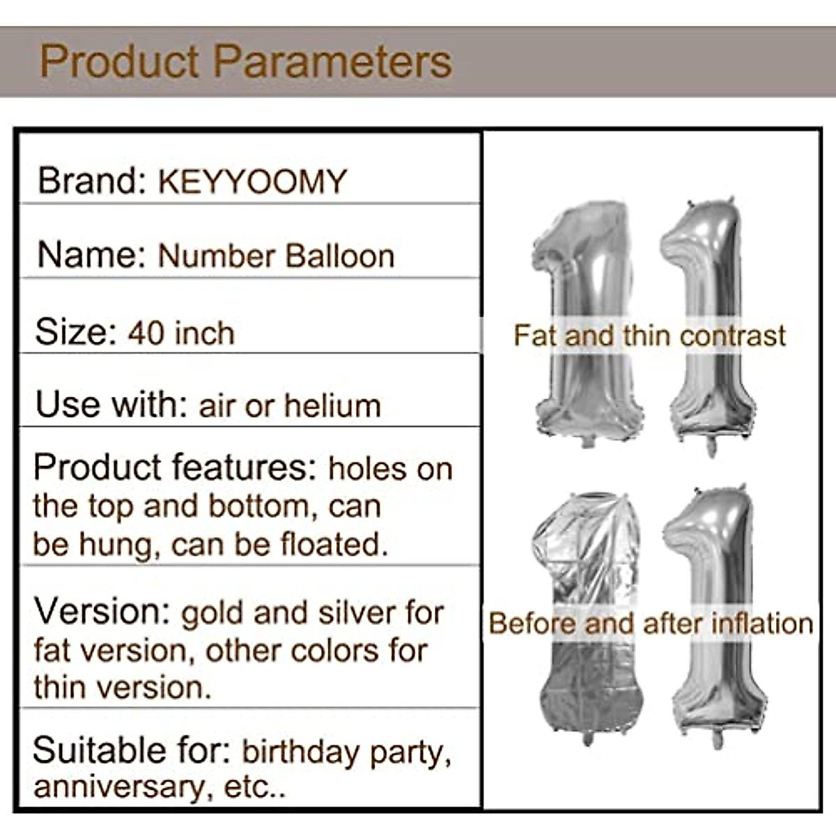 KEYYOOMY 40 in Big Number 30 Mylar Balloons with Crown (Number 30, 40 in, Pink Color)