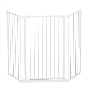 Scandinavian Pet Design Large Metal Pet Gate, 87.8" W x 41.0" H, Adjustable Wall-Mounted Tall Pet Gate, White