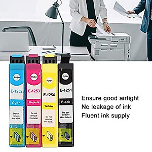 4 Color Ink Cartridge, 4 Color PP Printer Ink Cartridges No Leakage Ink Cartridge Replacement T1251 T1252 T1253 T1254, Desktop Photo Printers