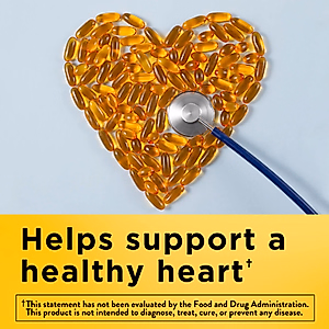 Nature Made Burp Less Fish Oil 1200 mg, Fish Oil Supplements, Omega 3 Fish Oil for Healthy Heart Support, Omega 3 Supplement with 200 Softgels, 100 Day Supply