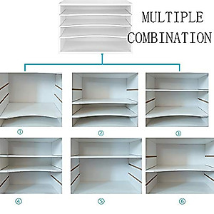 eMerit Wood Desktop Organizer Paper Storage Letter Tray File Sorter with Adjustable Shelves for Home Office,White