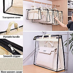 SZXFMY 8 Pack Handbag Storage Organizer Dust Bags Transparent Hanging Purse Organizer Wallet Storage Bag for Hanging Closet with Handle and Zipper Handbag