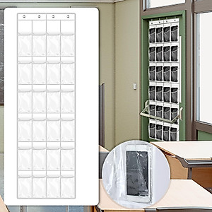 Windyun 24 Pockets Hanging Shoe Organizer Large Clear Pockets Over the Door Pantry Organizer Shoe Holder for Back of Door Hanging Shoe Bag for Closet Water Bottle Cellphone Calculator