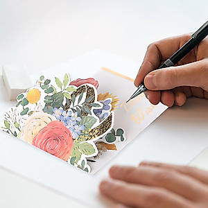 Bagentry Watercolor Flower Paper Pop up Cards with Envelope, Foldable 3D Greeting Cards, Floral Popup Birthday Cards for Women Men Graduation Wedding Anniversary Various Occasion Gift Card (Red)