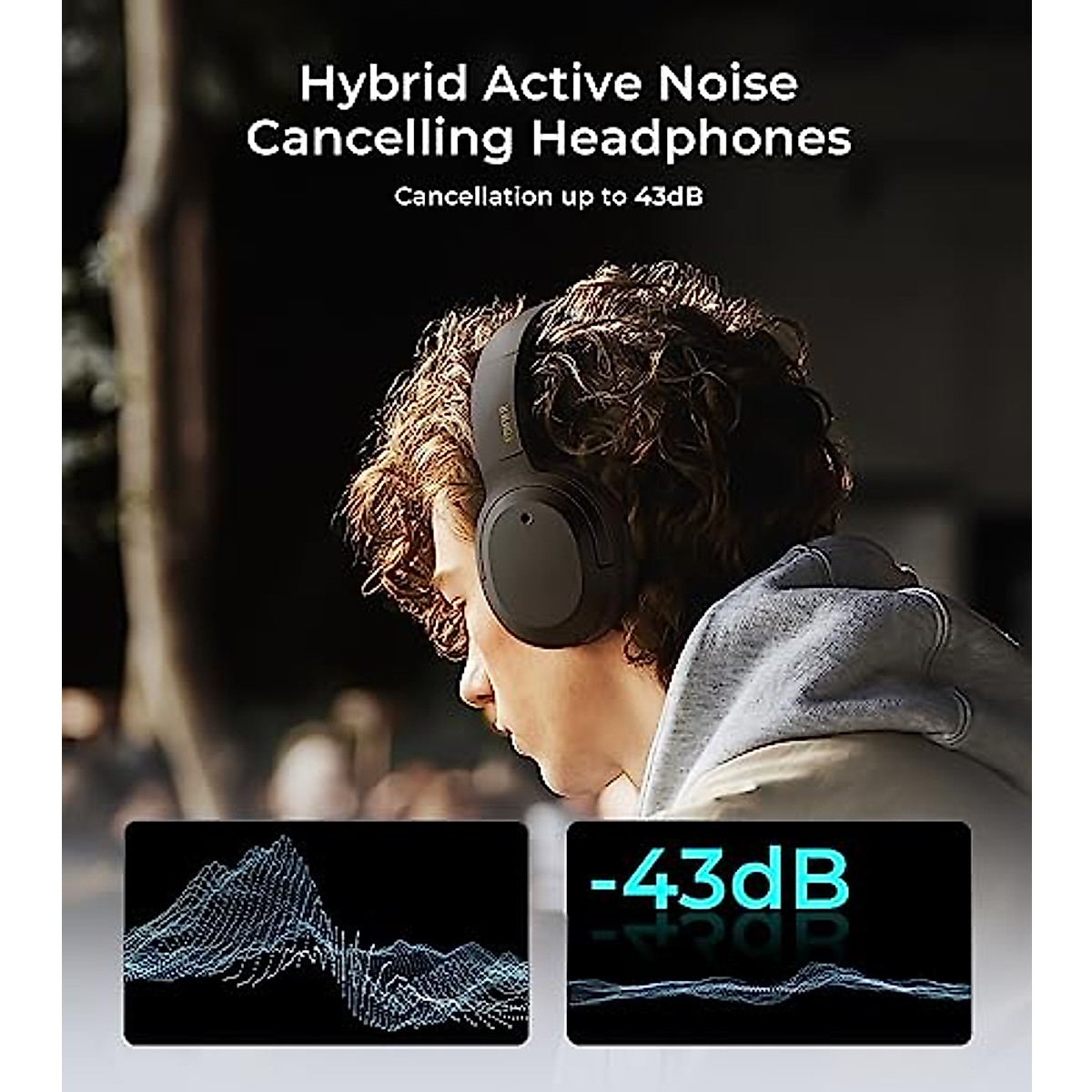 Edifier W820NB Plus Hybrid Active Noise Cancelling Headphones - LDAC Codec - Hi-Res Audio Wireless & Wired - Fast Charge - 49H Playtime - Over Ear Bluetooth V5.2 Headphones- Black