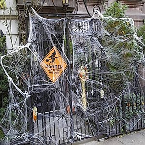 Spider Webs Halloween Decorations,650 Sqft Spider Webs with 40 Fake Spiders,Stretchable Cobwebs for Indoor/Outdoor Scary Atmosphere,Parties,Haunted Houses Spooky Window Home Outside Garden Tree Yard