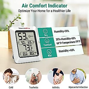 ThermoPro TP50 2 Pieces Digital Hygrometer Indoor Thermometer Room Thermometer and Humidity Gauge with Temperature Humidity Monitor