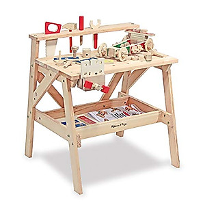 Melissa & Doug Solid Wood Project Workbench Play Building Set - STEAM Toy, Wooden Kids Work Bench, Toy Tool Bench