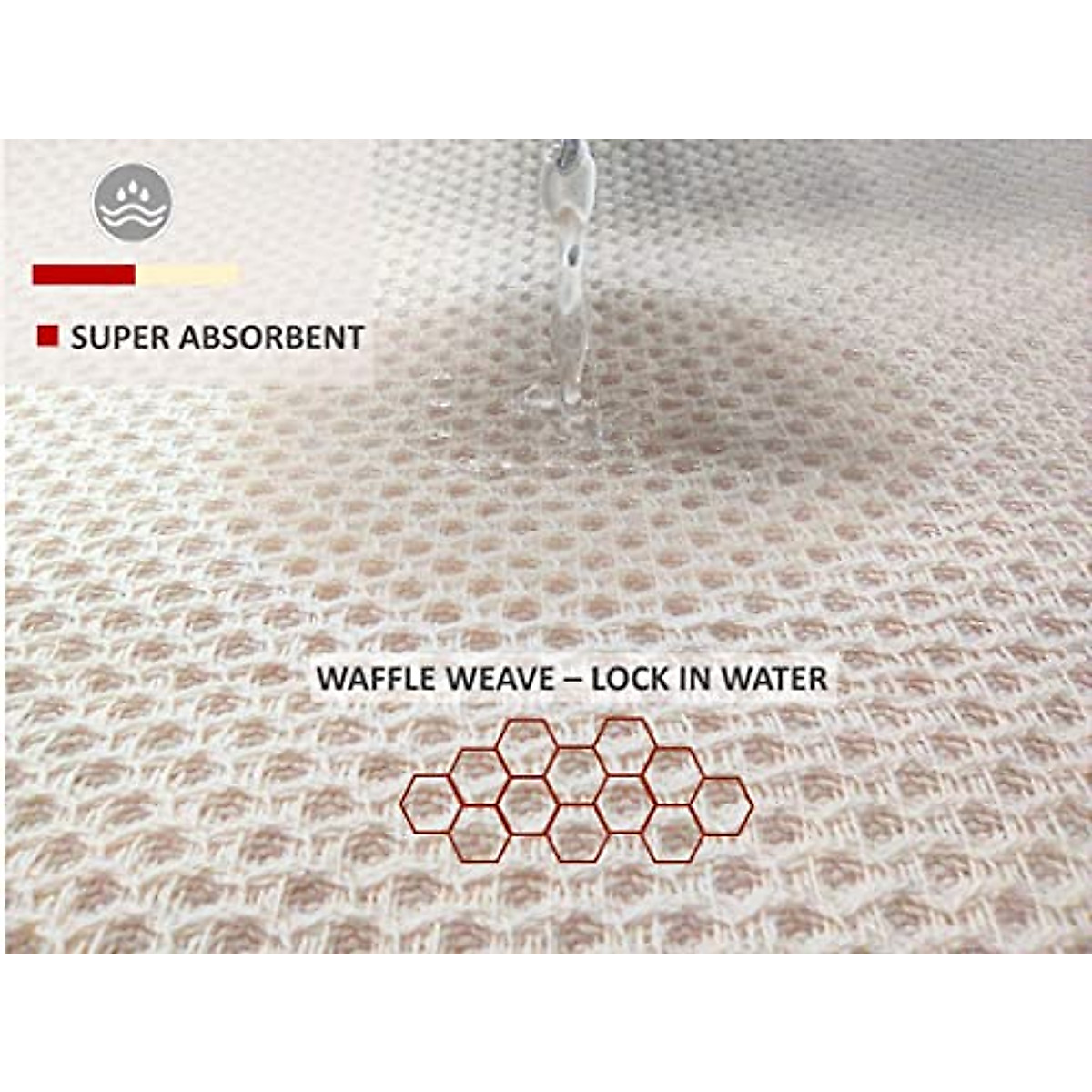 ANEWAY Kitchen Towels 100% Cotton Waffle Weave Dish Towel for Cleaning Drying Dishes Extra Absorbent and Soft, Dish Cloth,13 x 28 in(Beige-4 Pack)