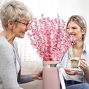 Glicrili Pink-Real-Eucalyptus-Stems, Pink Christmas Decorations, 17'' Tall Dry Flowers Bulk for Vase, Pink Halloween Boho Home Decor, Wedding, Party, Gifts, Floral Arrangement, Room Decoration