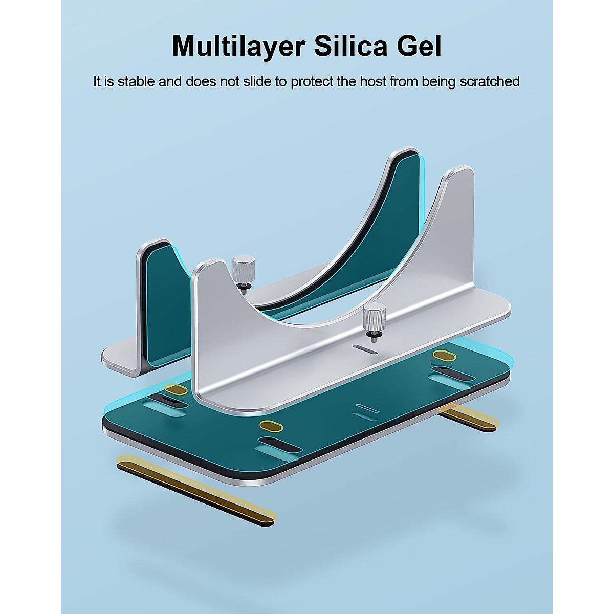 Hagibis Vertical Stand for Mac Mini M2, Aluminum Alloy Laptop Stand Anti-Slip Computer Holder Desktop Stand Compatible with M1 Chip Mac Mini, MC25 Pro