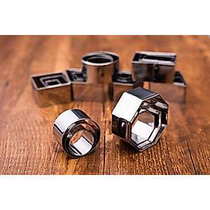 SurgeHai Geometric Shape Cutters Mini Cutters Including Hexagon, Square, Circle, Oval, Diamond Molds for Fondant, Clay–Stainless Steel, 24 Pcs Set