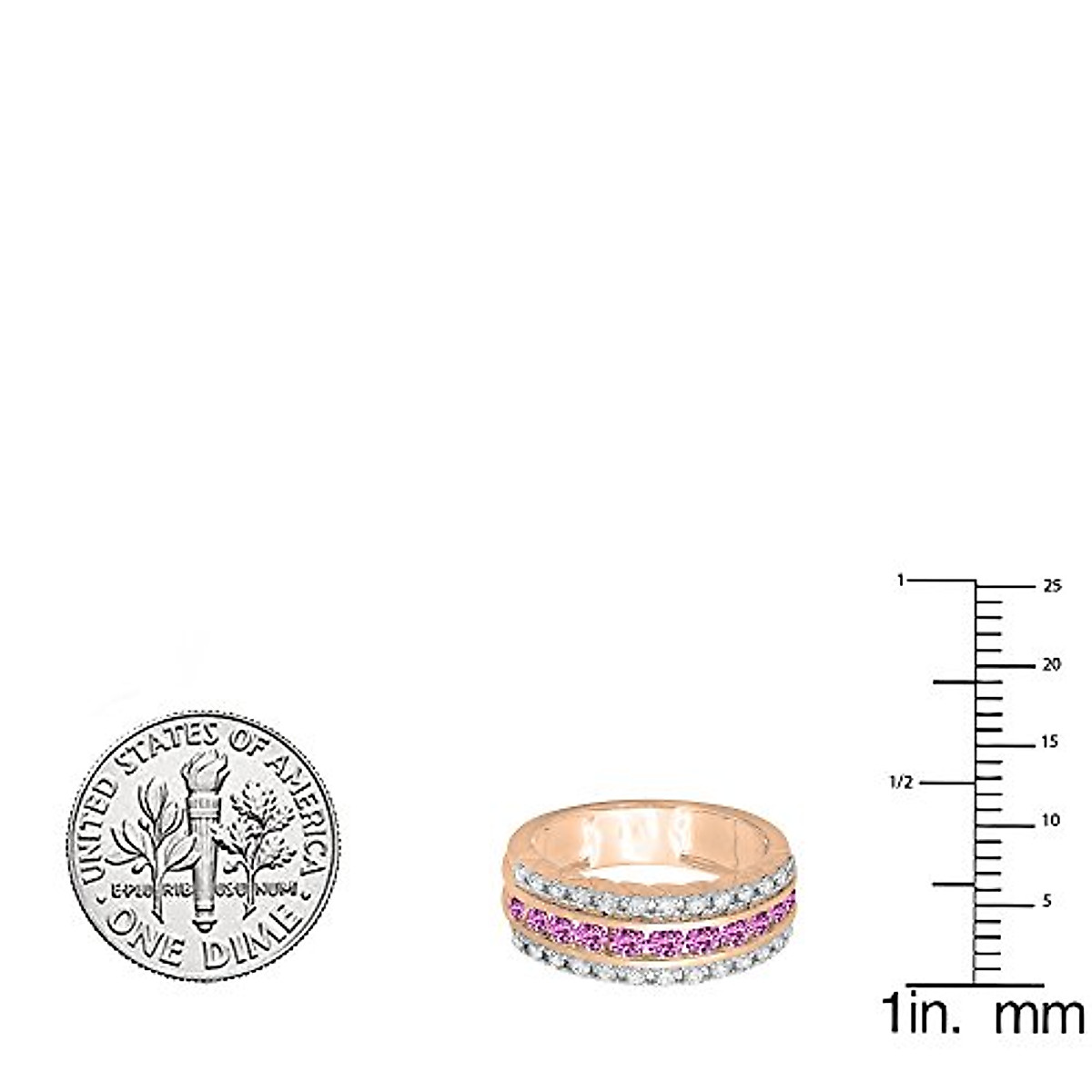 Dazzlingrock Collection Round Pink Sapphire & Diamond Engagement Ring for Women in 10K Rose Gold, Size 7.5