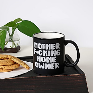 Housewarming Gifts for Men, Women - First Home House Gifts For New Home Owner - Funny First Time House Warming Gift Ideas - Mother Effing Homeowner - Matte Black Mug, 11.5oz Coffee Cup