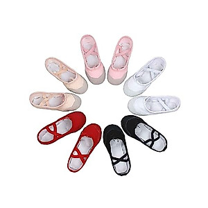 Daydance Red Kids Ballet Shoes Girls Split Sole Ballet Slippers Dance Flats