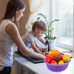 BESPORTBLE Purple Plastic Basket Bread Basket Round Storage Basket Kitchen Wicker Bread Box Rattan Toys Storage Boxes Fruit Plate Trays Organizer Home Decor