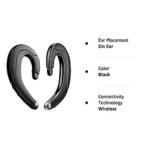 Wireless Bluetooth Headphone, Painless Wearing Headset with Mic for Cell Phone, Non Ear Plug Non Bone Conduction Ear Hook Earbuds, Lightweight, Waterproof Earpiece for Business/Office/Sports (Black)