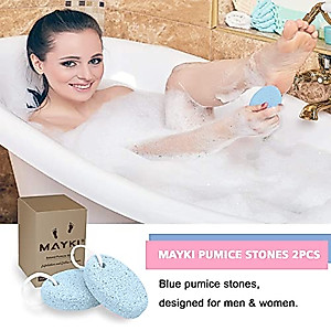 Pumice Stone 2 Pcs, Natural Lave Pumice Stone for Feet/Hand, Small Callus Remover/Foot Scrubber Stone for Men/Women by MAYKI
