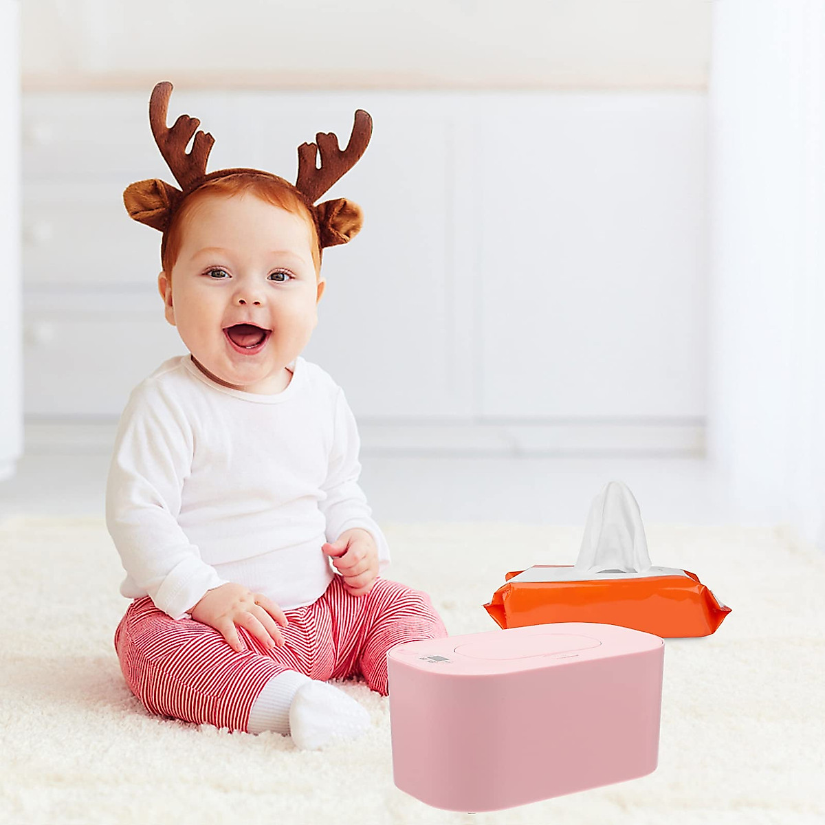 Car Wipe Warmer Baby Wipe Warmer Heater Dispenser Diaper Wipe Box Case Container for Home Hotel Car Pink Diaper Wipe Warmer