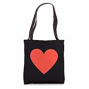 Lovely Cute Red Minimalist Heart on Black Tote Bag