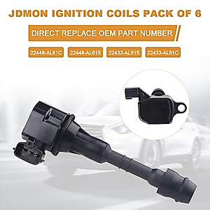 JDMON Ignition Coils Pack Compatible with Nissan Altima Frontier Maxima Pathfinder Murano Quest Infiniti QX4 I35 Replaces 222488J115 224488J111 22448-8J11C UF-349 3.5L 4.0L V6 Coil Pack