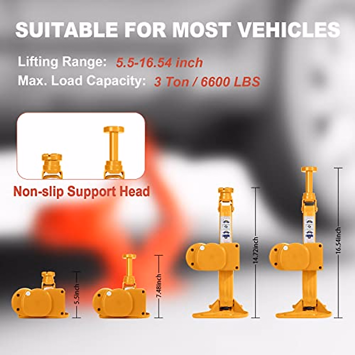 Electric Car Jack TYAYT 3 Ton Car Scissor Jack for Car Sedan and SUV 12V Portable Electric Jack for Tire Changing (Orange)