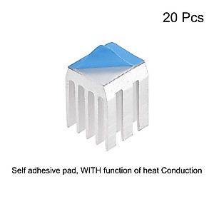 uxcell Heatsink with Thermal Conductive Adhesive Tape 9 x 9 x 12mm Silver 20pcs