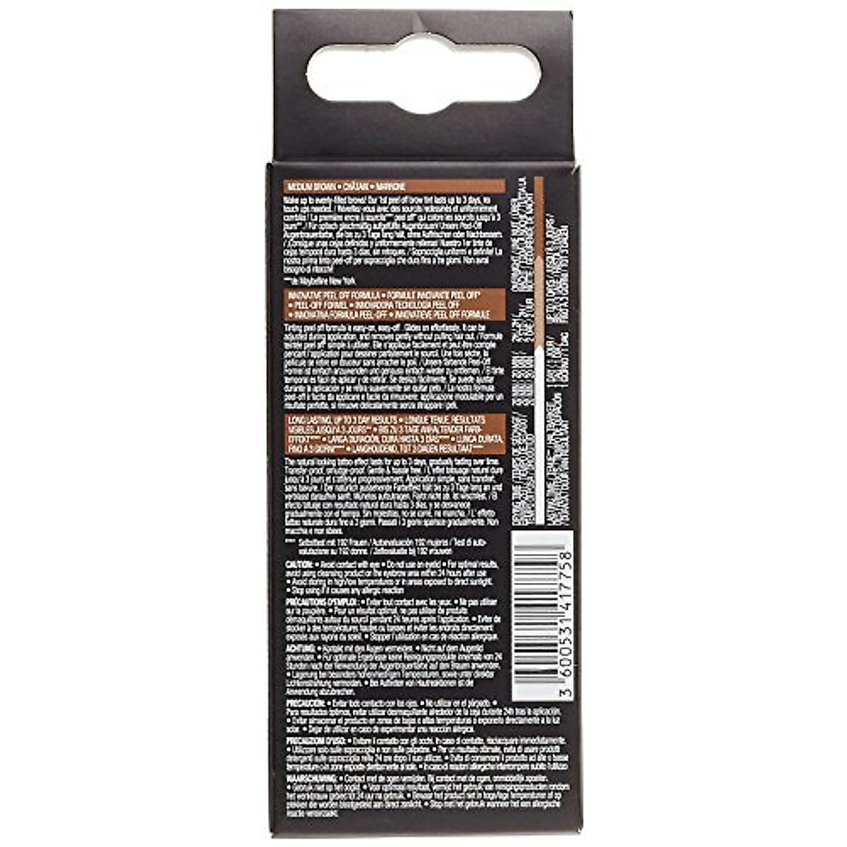 Maybelline New York Brow Tattoo Longlasting Tint Medium Brown 4.9ml,0.16 Fl Oz (Pack of 1),YDK03043