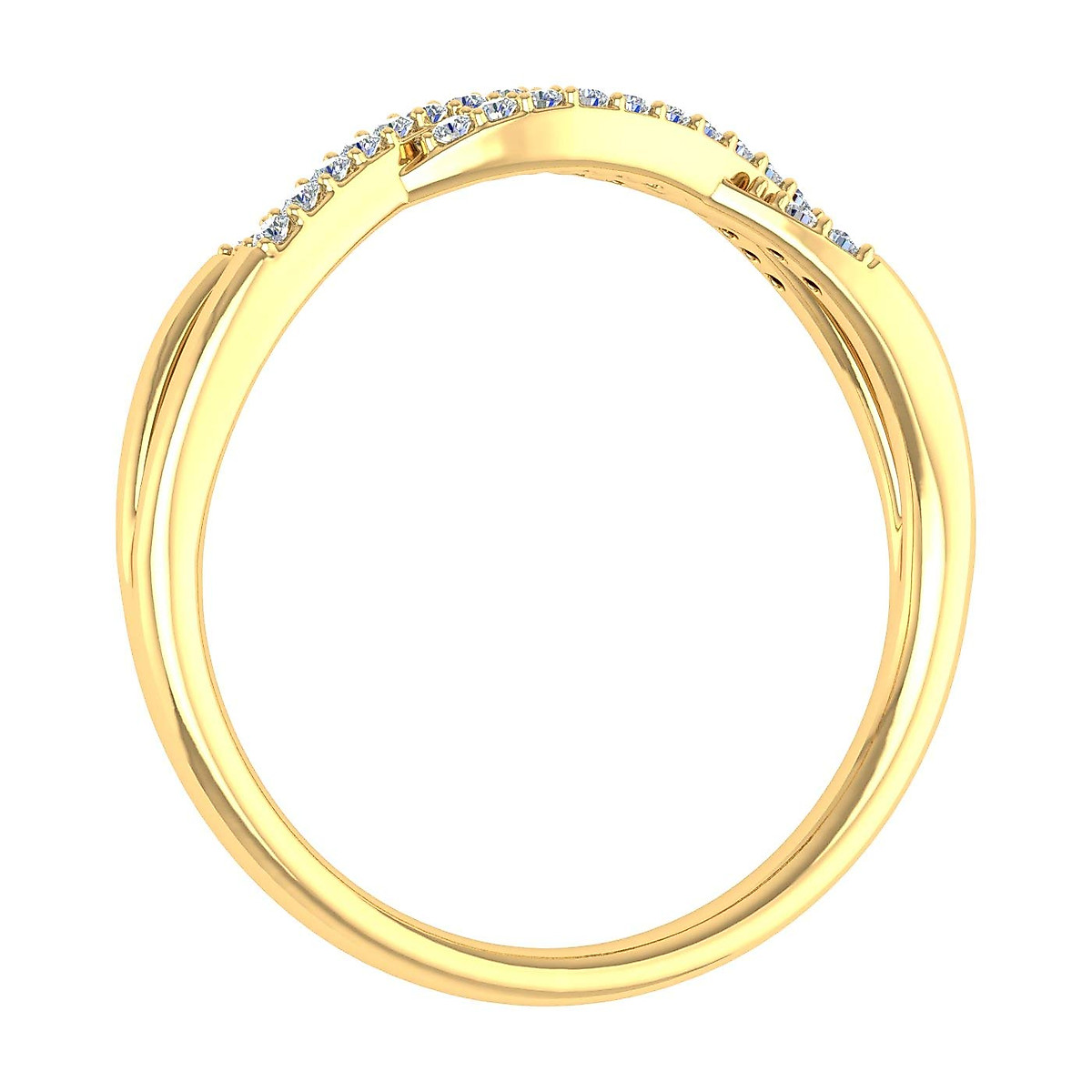 1/10 Carat (ctw) 10K Yellow Gold Diamond Ladies Swirl Stackable Anniversary Ring (Ring Size 8) (I1-I2 Clarity)